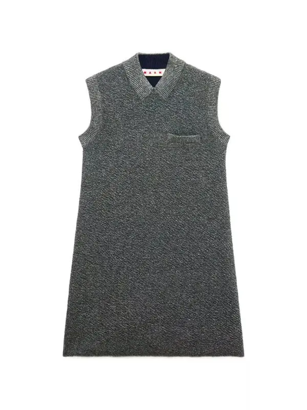 Marni Gray Wool Mini Dress With Lurex Detailing