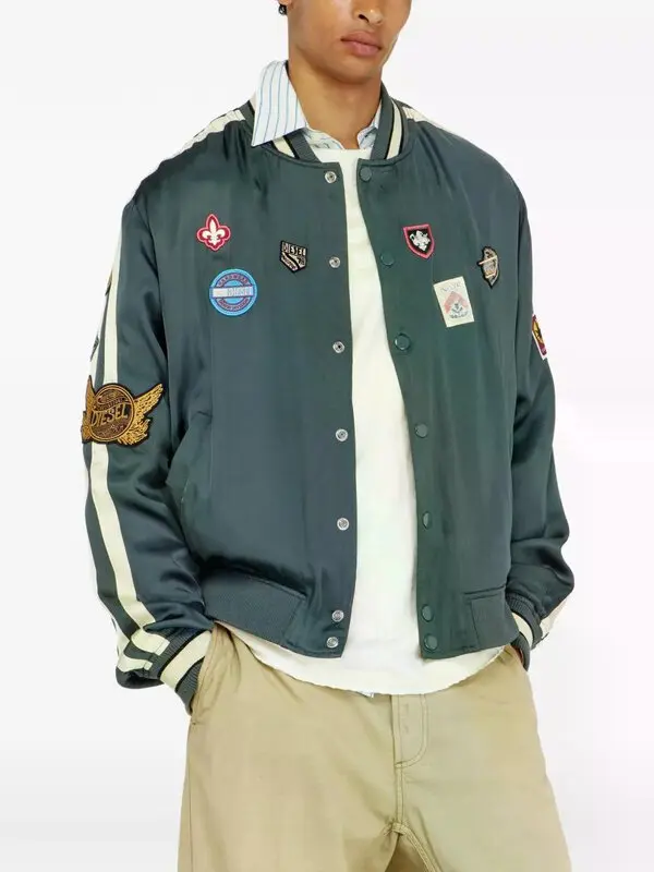 DIESEL® Satin Bomber Jacket With Patches