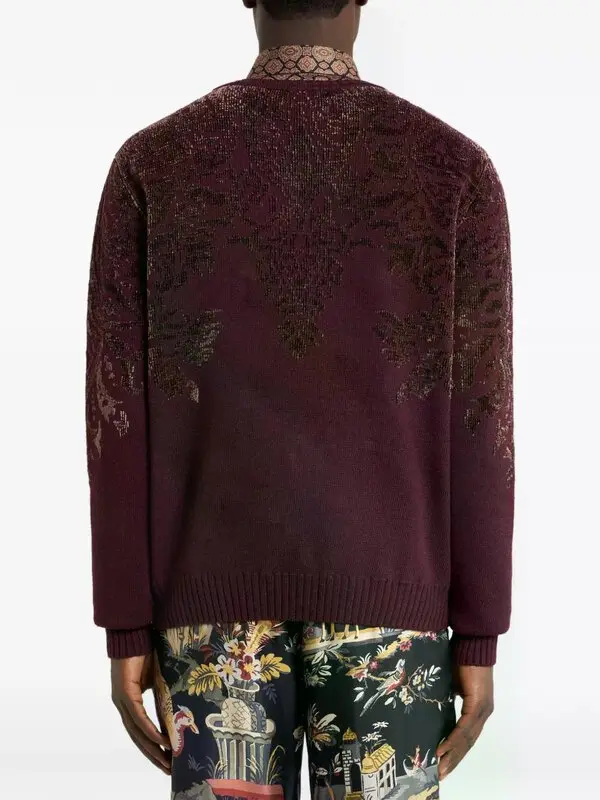 Etro Wool-blend Jacquard Sweater With Chenille Motif