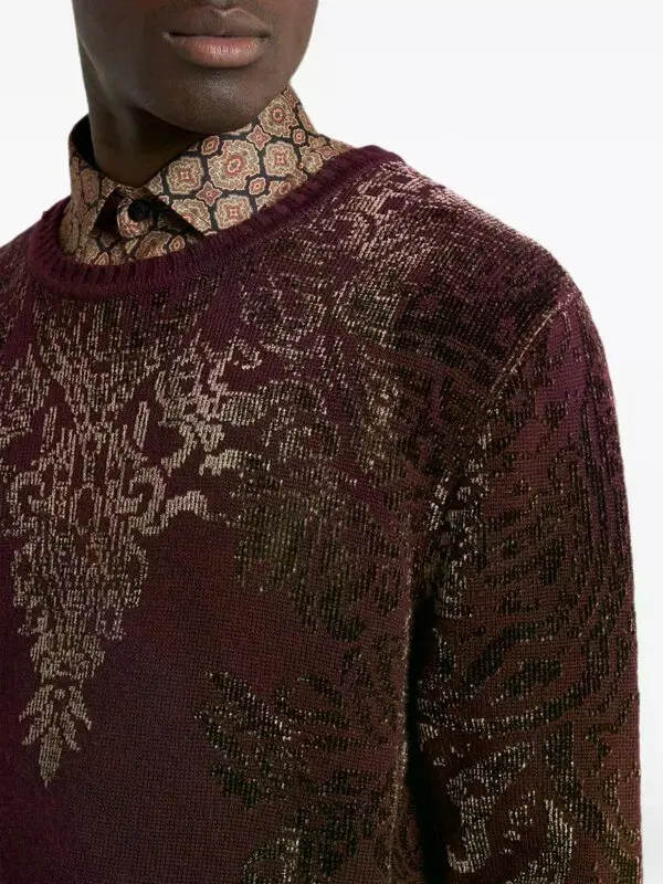 Etro Wool-blend Jacquard Sweater With Chenille Motif
