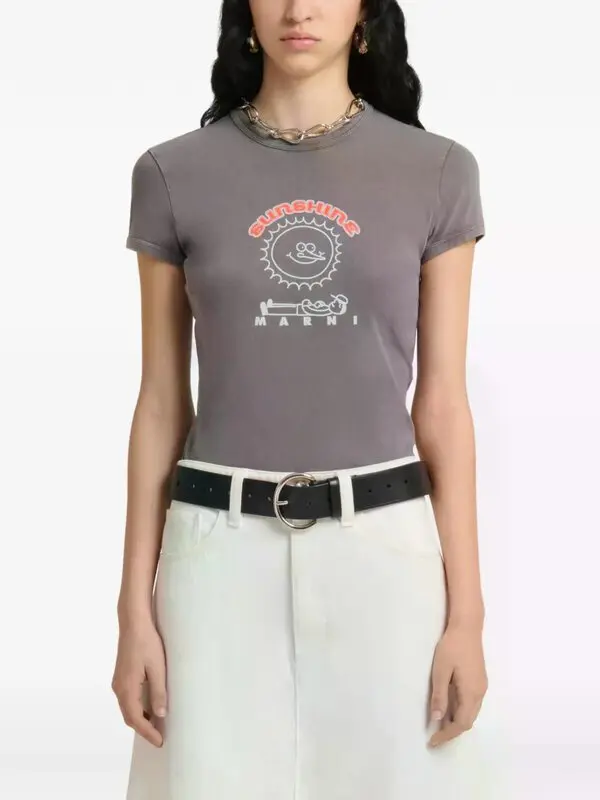 Marni Sunshine Print Cotton T-shirt - Grey