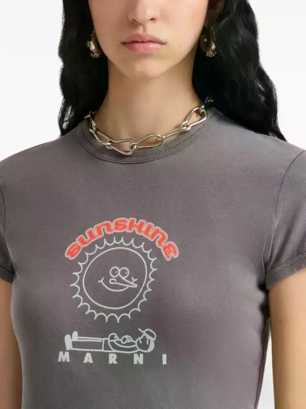 Marni Sunshine Print Cotton T-shirt - Grey