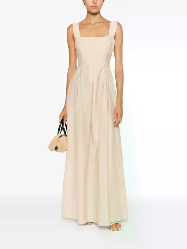 Momoni Pleated Square-neck Maxi Dress
