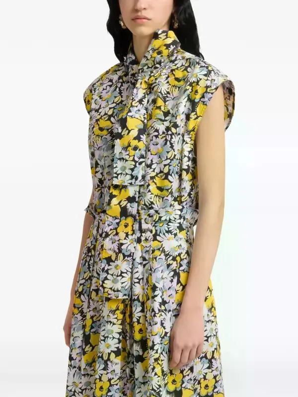 Marni Pop Flowers Print Poplin Sleeveless Blouse - Black
