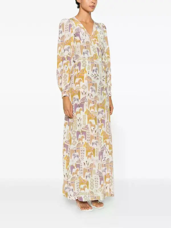 Momoni Horse-print Wrap Maxi Dress