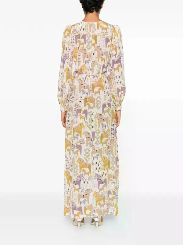 Momoni Horse-print Wrap Maxi Dress