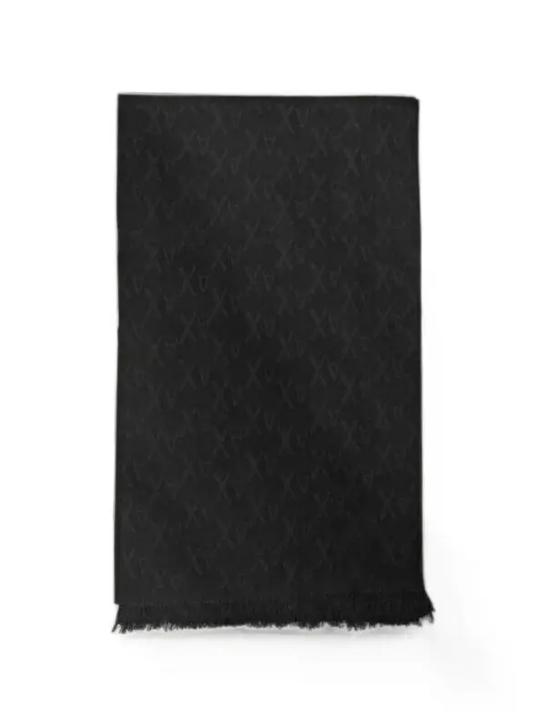 Emporio Armani Jacquard-logo Frayed Scarf