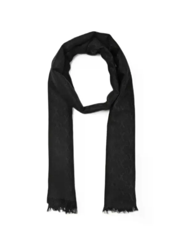 Emporio Armani Jacquard-logo Frayed Scarf
