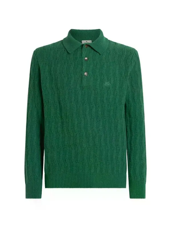 Etro Cashmere Polo Neck Sweater With Wavy Motif