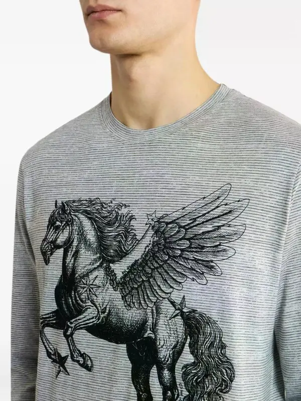 Etro Long-sleeved Cotton Sweater With Pegaso Print