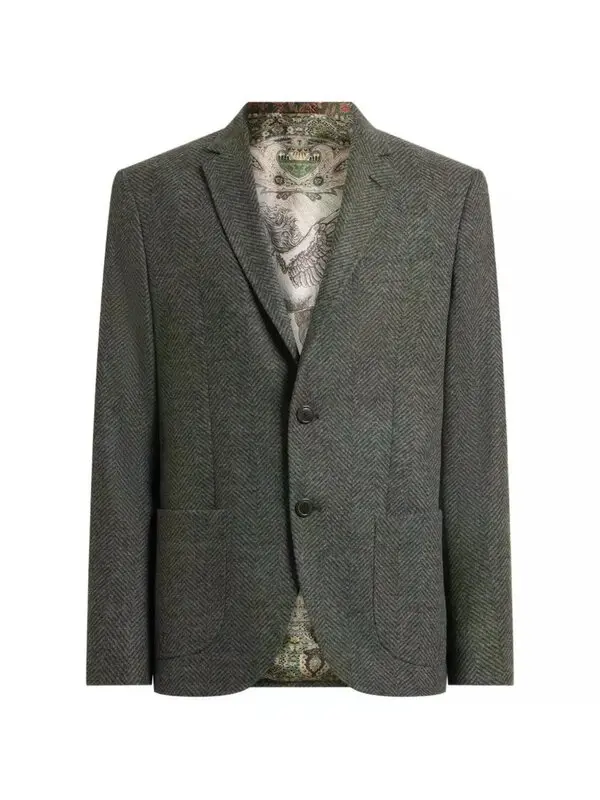 Etro Single-breasted Knit Jacket With Chevron Motif