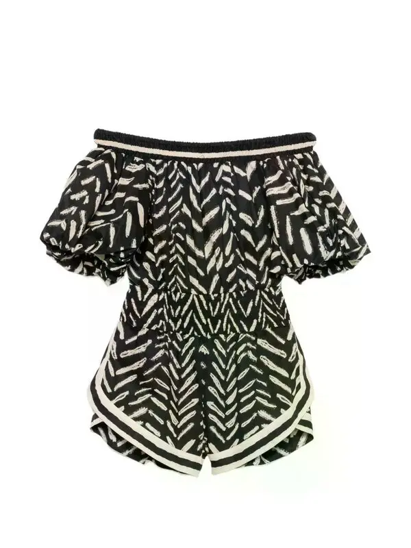 Johanna Ortiz Geometric Pattern Off-shoulder Jumpsuit - Black