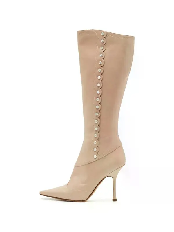 JIMMY CHOO Bead-embellished Leather Boots