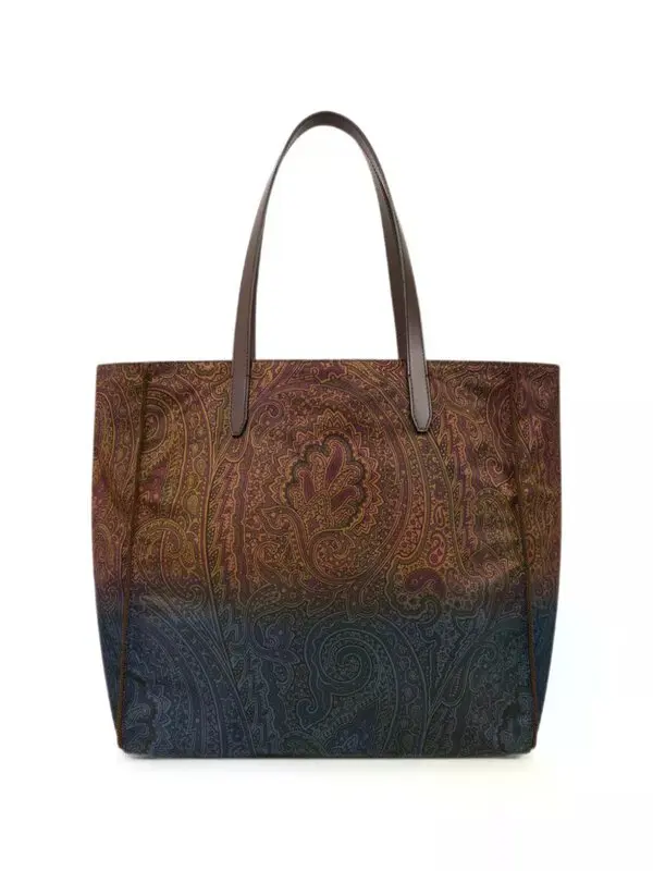Etro Unfold Me Nylon Tote Bag With Degradé Arnica Motif - Brown