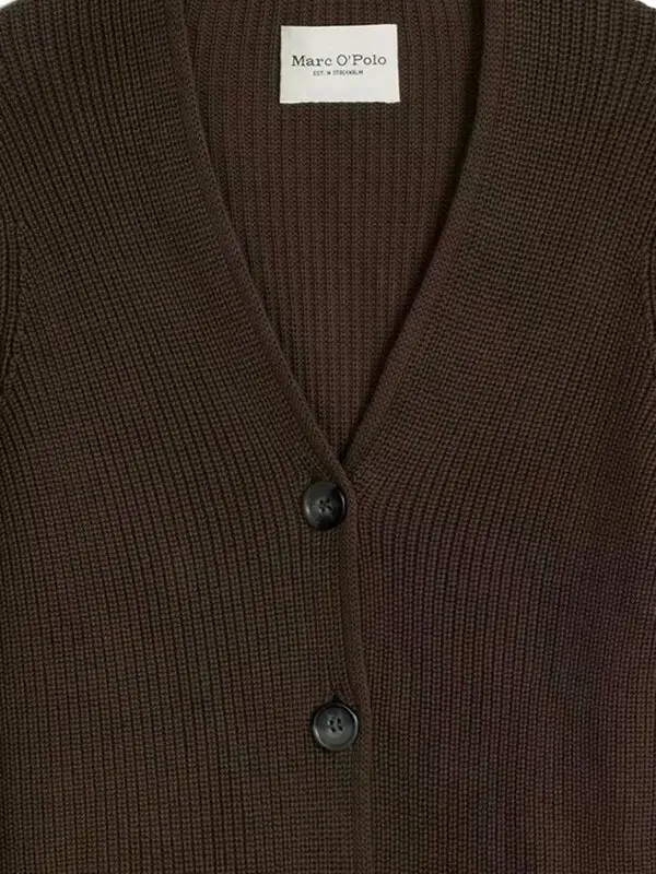 Marc O'polo Ribbed V-neck Cardigan - Brown