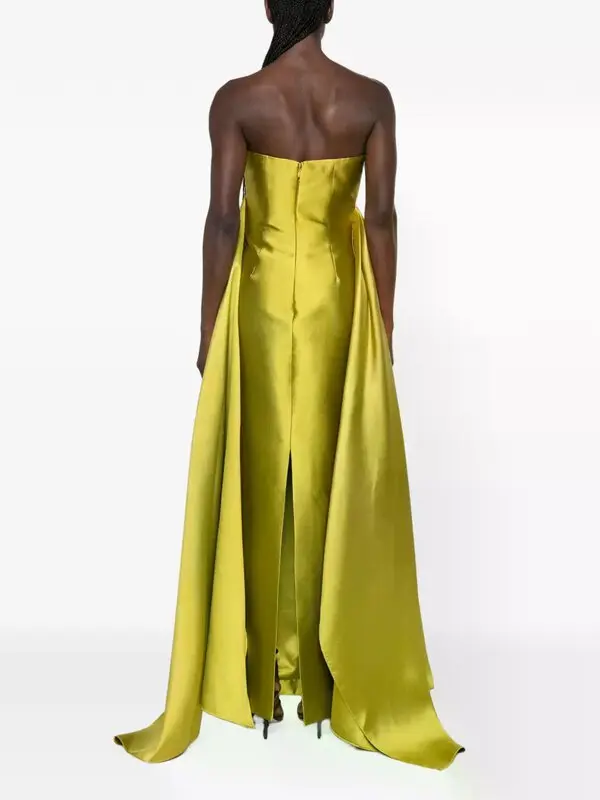Solace London Strapless Maxi Dress With Central Vent - Green