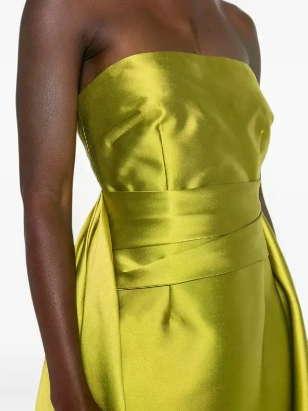 Solace London Strapless Maxi Dress With Central Vent - Green
