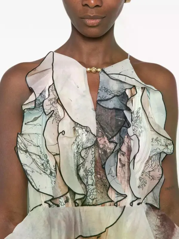 Aje Cleo Ruffled Mini Dress - Neutrals