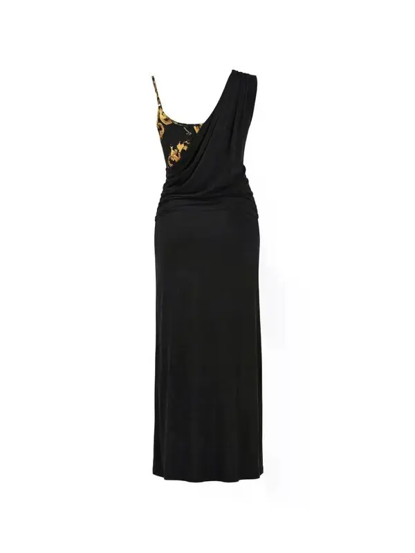 Versace Baroque Print Draped Maxi Dress