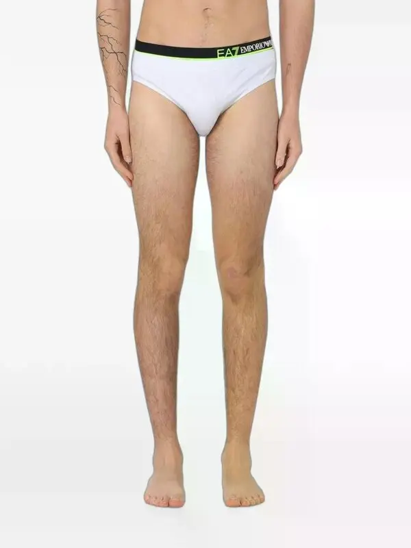 EA7 Logo-waistband Swimming Briefs - White