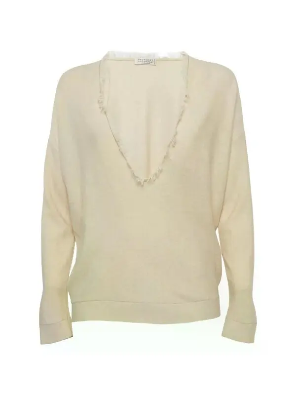 Brunello Cucinelli Fringed V-neck Sweater