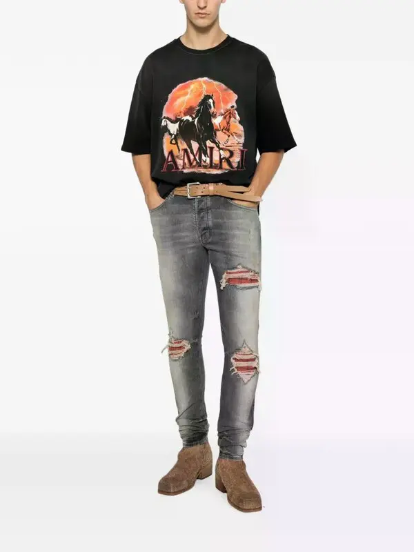 Amiri Flannel Patch Jeans
