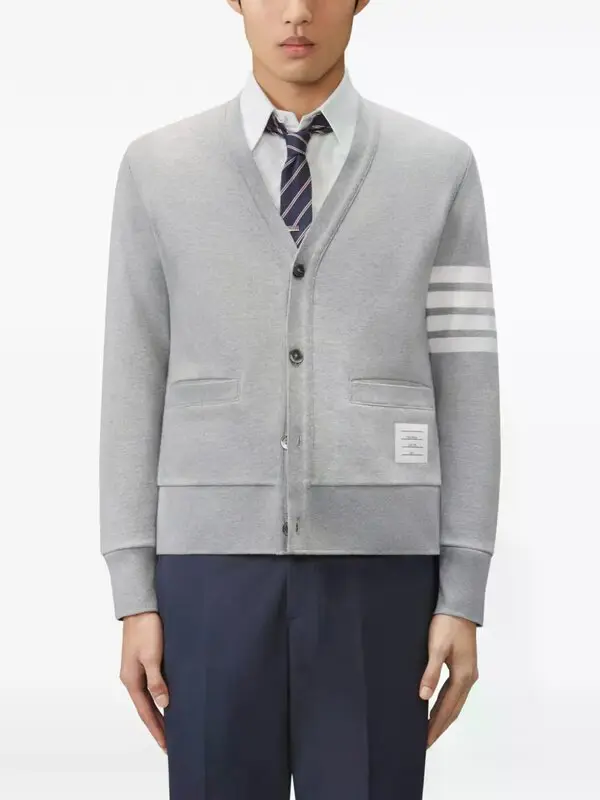 Thom Browne Cotton Embroidered Cardigan - Grey