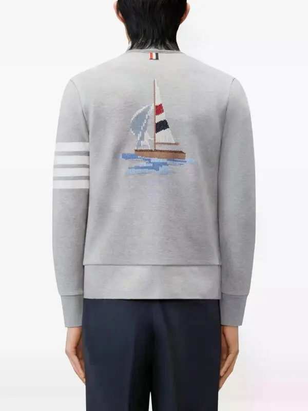 Thom Browne Cotton Embroidered Cardigan - Grey