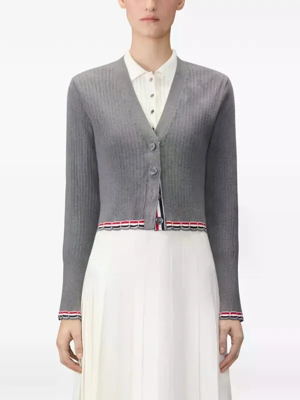 Thom Browne Pointelle Rib-stitch Cardigan