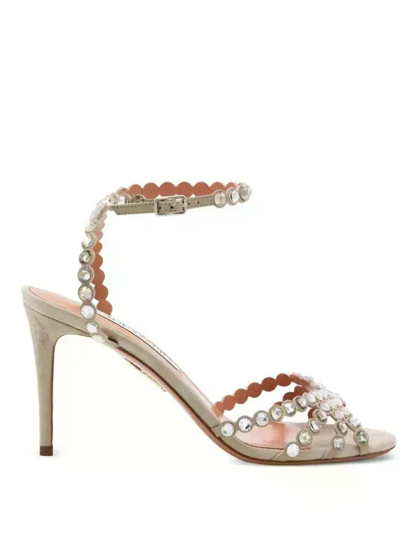 AQUAZZURA Tequilla Crystal-embellished Scalloped Sandals