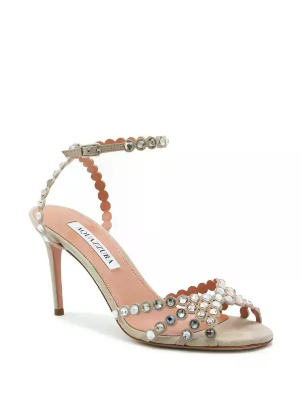 AQUAZZURA Tequilla Crystal-embellished Scalloped Sandals