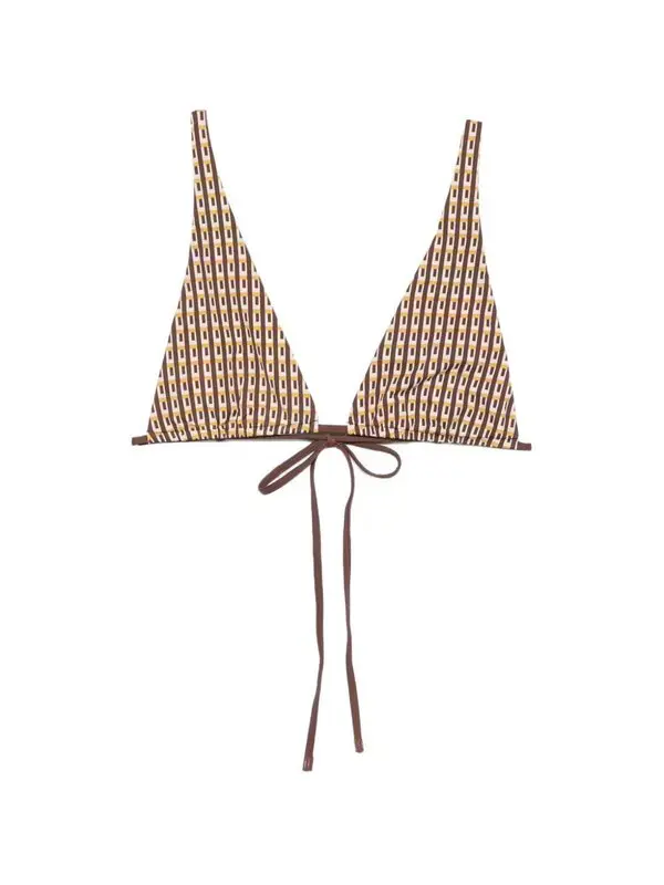 SIR. Geometric Print Bikini Top - Brown