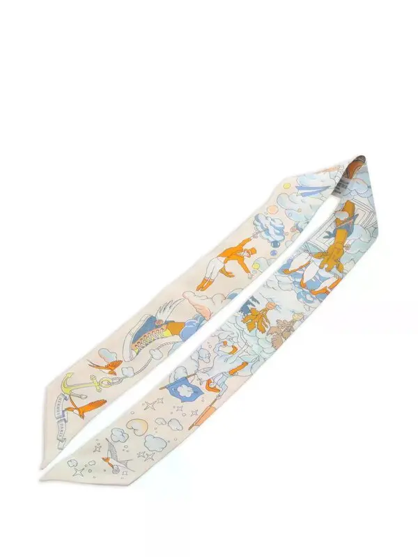 Hermès 2000s Sur Mon Nuage Ribbon Scarf - Neutrals