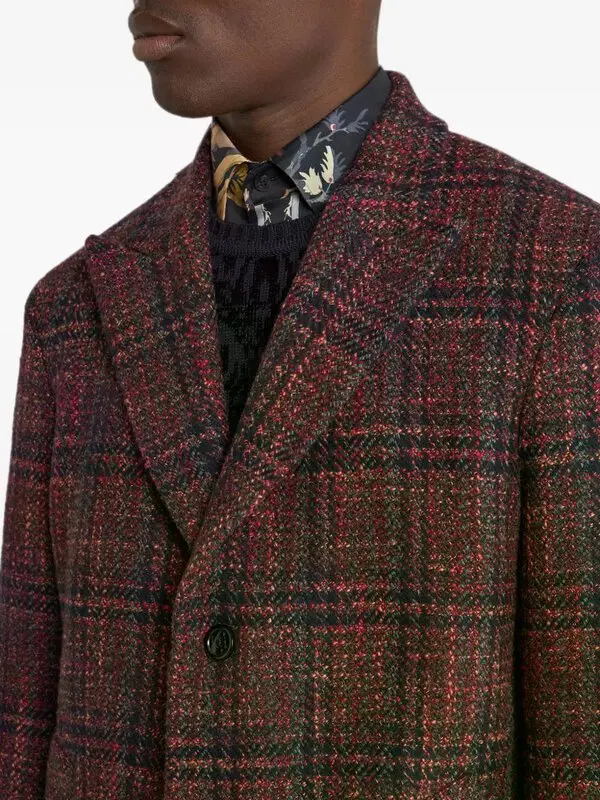 Etro Wool And Cashmere Check Motif Coat