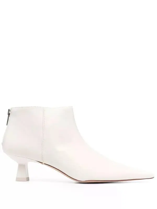 GANNI 65mm Pointed Toe Zip Up Calf Leather Boots
