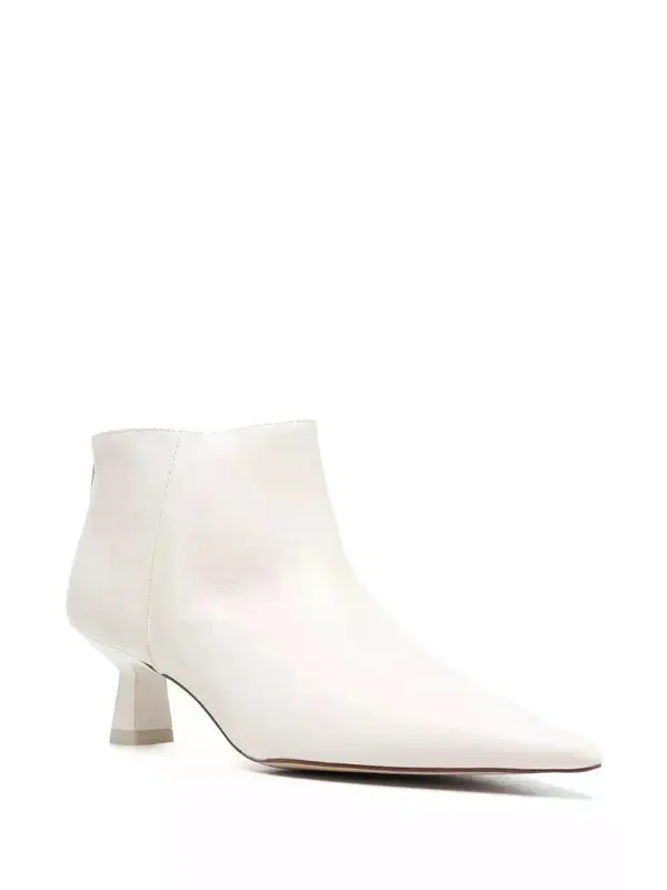 GANNI 65mm Pointed Toe Zip Up Calf Leather Boots