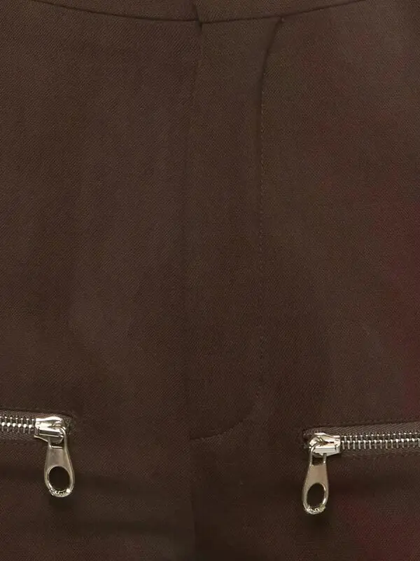 Chloé Gabardine Flared Trousers With Zip Detail