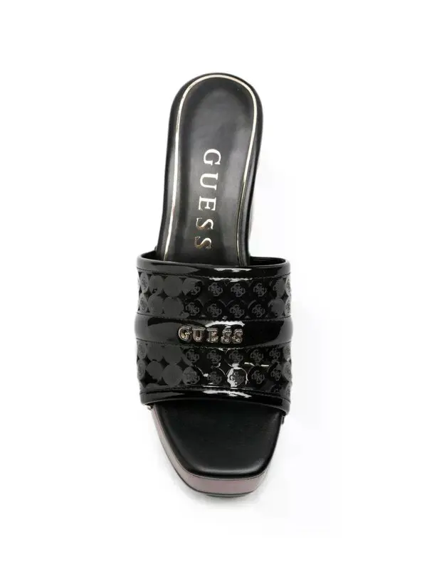 Guess Logo Plaque Studded Platform Sandals