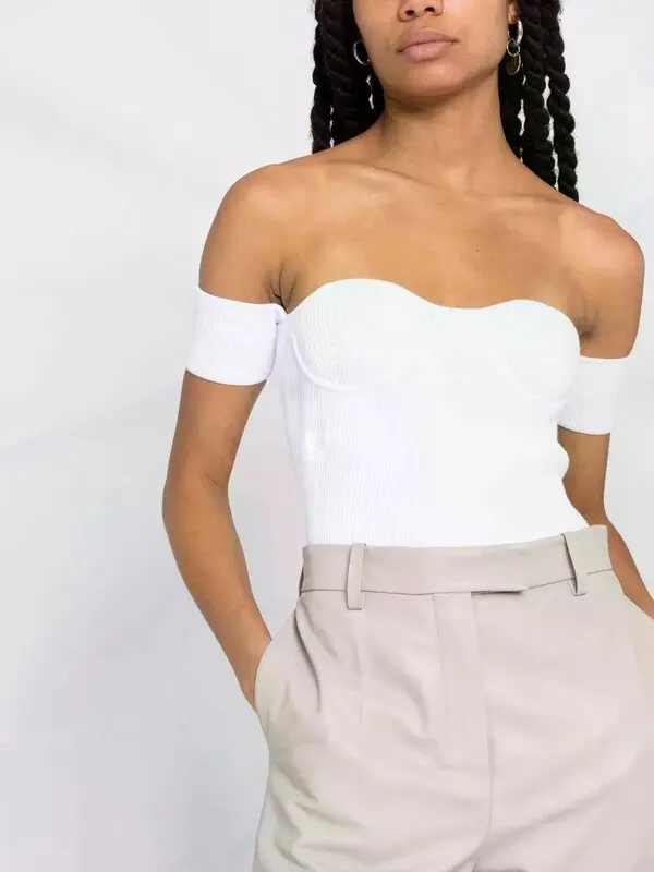 Helmut Lang Ribbed Knit Off-shoulder Top