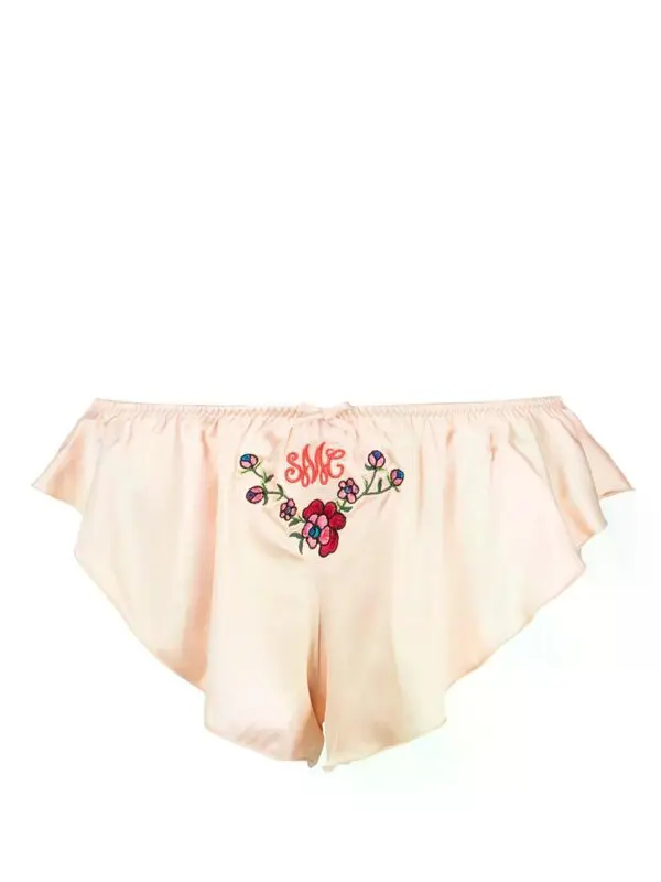 Stella McCartney Floral-embroidered Satin Pyjama Bottoms - Neutrals