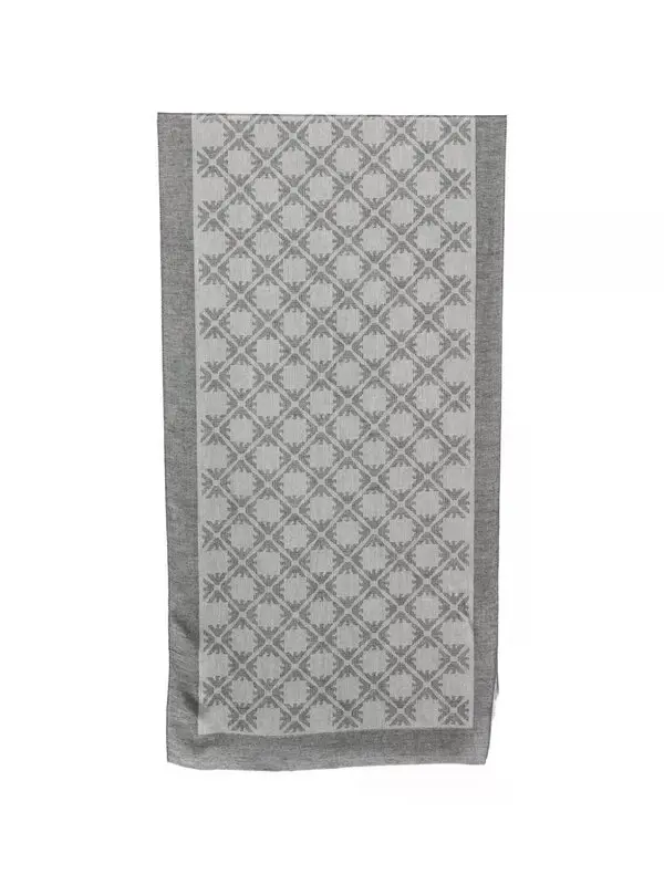 Emporio Armani Monogram Frayed Scarf - Grey