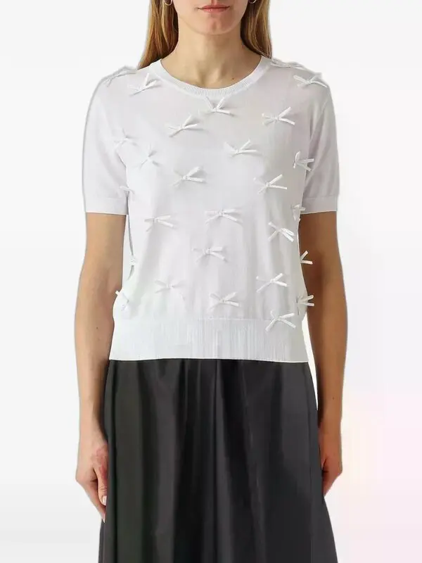 MEIMEIJ Bow-embellished Knit T-shirt - White