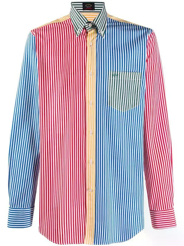 Paul & Shark Striped Colour-block Shirt - Red