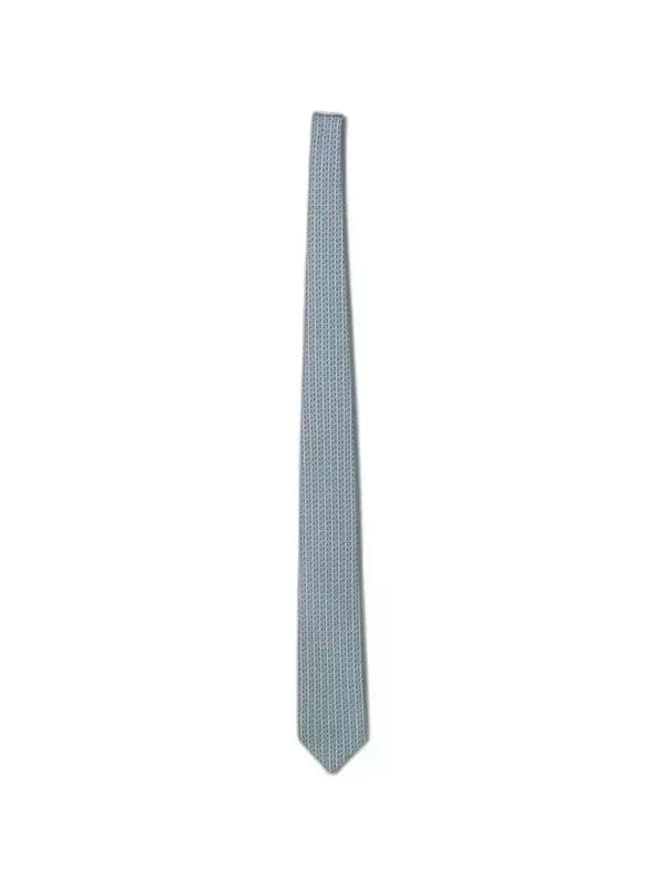 FERRAGAMO Gancini Print Silk Tie - Blue
