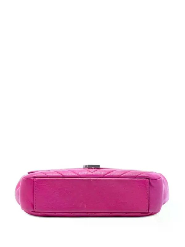 Saint Laurent Medium Chevron Sheepskin Monogram College Shoulder Bag - Pink