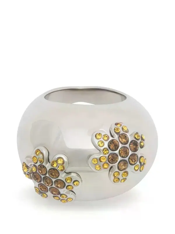Marni Rhinestone Daisy Ring - Silver