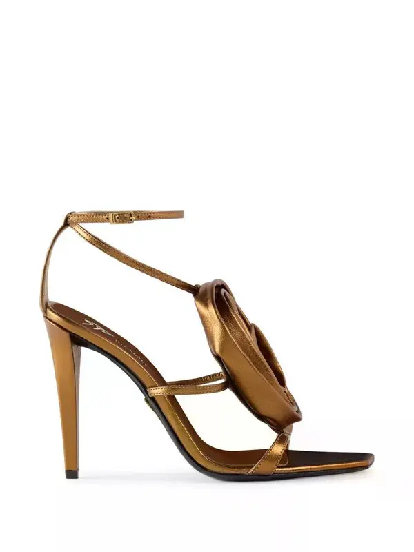 GIUSEPPE ZANOTTI Curded Flowers Sandal 105 - Brown