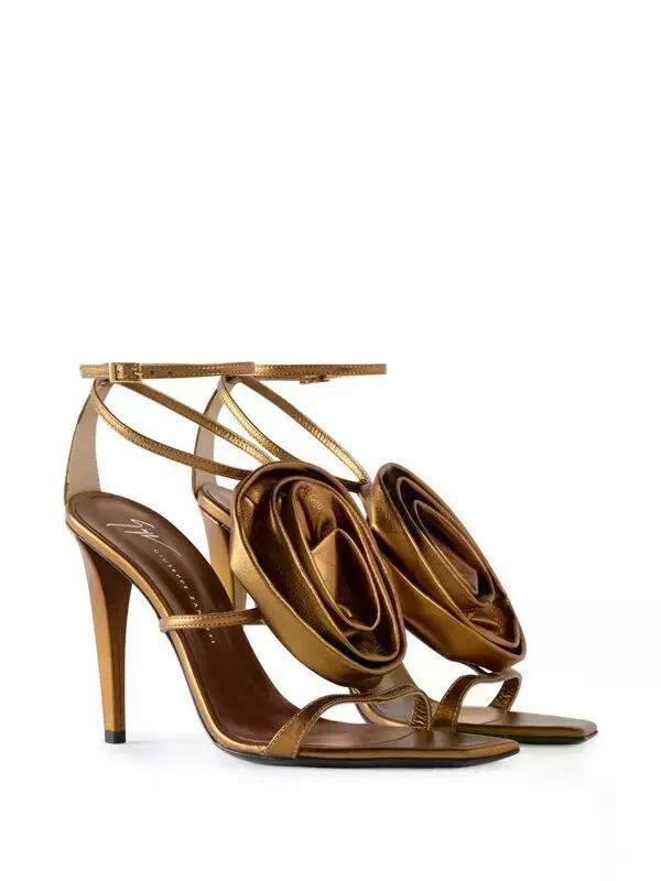GIUSEPPE ZANOTTI Curded Flowers Sandal 105 - Brown