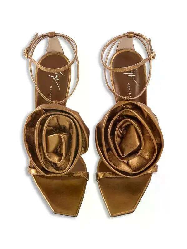 GIUSEPPE ZANOTTI Curded Flowers Sandal 105 - Brown