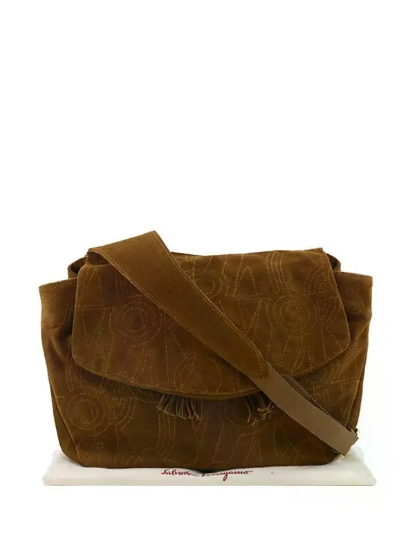 FERRAGAMO Suede Tassel Crossbody Bag